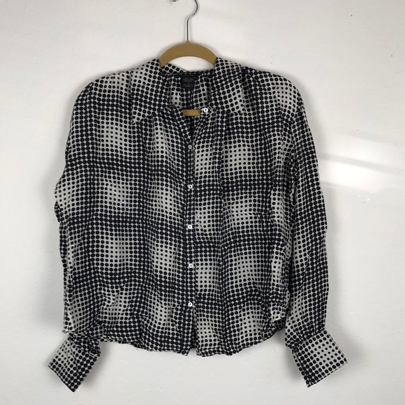Anne Carson | Tops | Anne Carson Black White Long Sleeve Blouse | Poshmark